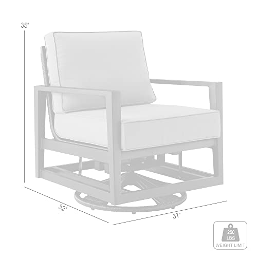 Armen Living Grand Black Aluminum Outdoor Swivel Glider Chair with Dark Gray Cushions