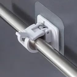 8PCS No Drill Curtain Rod Brackets No Drilling Self Adhesive Curtain Rod Holder Hooks Nail Free Adjustable Curtain Rod Hooks Curtain Hangers for Bathroom Kitchen Home Bathroom and Hotel (White)