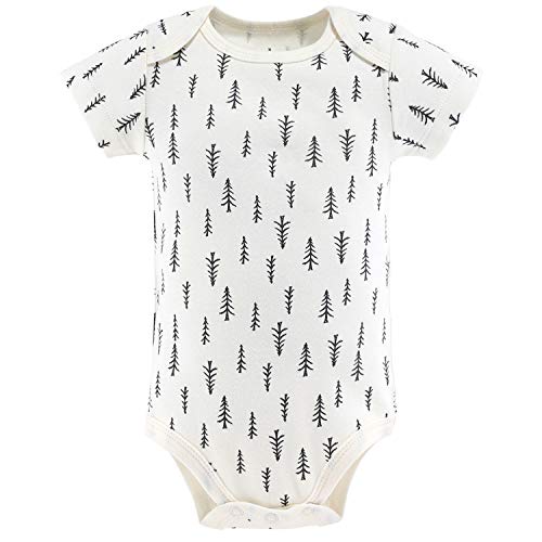 The Peanutshell Short Sleeve Baby Bodysuits Set for Boys or Girls - Woodland Animal & Buffalo Plaid - 5 Pack Set (18M)