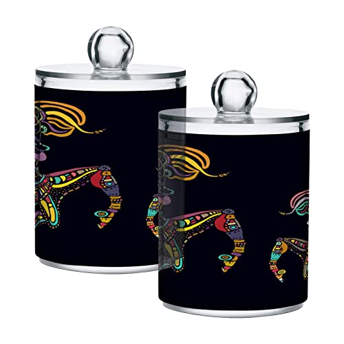 Blueangle 2PCS African Girl Dancer Qtip Holder Dispenser with Lids - Apothecary Jar Containers for Vanity Organizer Storage - Plastic Food Storage Canisters(1031)