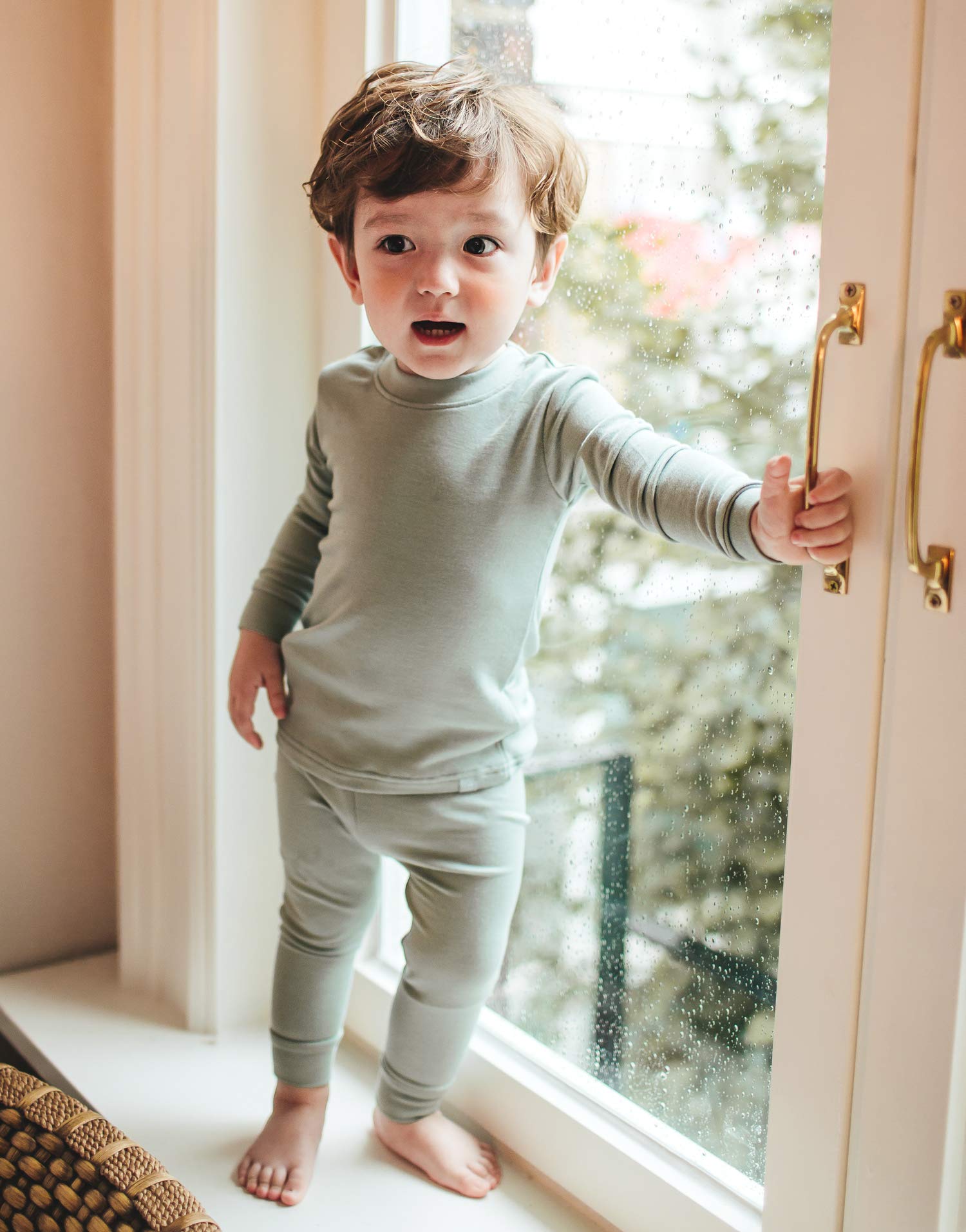 VAENAIT BABY Kids Long Sleeve Modal Sleepwear Pajamas 2pcs Set Modal Mint S