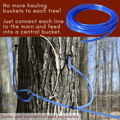 Maple Syrup Tree Tapping Tubing Line β 50 FEET - 5/16 inch Vacuum Line Hose β Can use with Drop Line Tubes Set-up β Semi Stiff Blue β 15 Year (50 Foot Length)