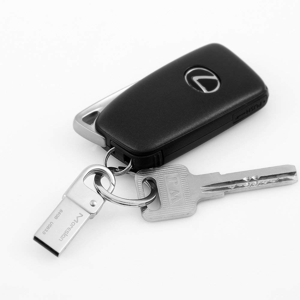64GB USB Flash Drive, Moreslan USB 3.0 Flash Drive Keychain USB Stick Waterproof Aluminum Memory Stick Pen Drive High Speed for Computers Tablets and Other USB Devices - Silver