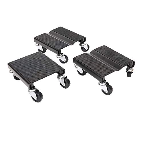 Anti-Sleep Snowmobile Sled Dolly Set of 3 1500 Lbs Load Capacity System Snow Mobile Plow Moving Rollers Dollies Movers, Black