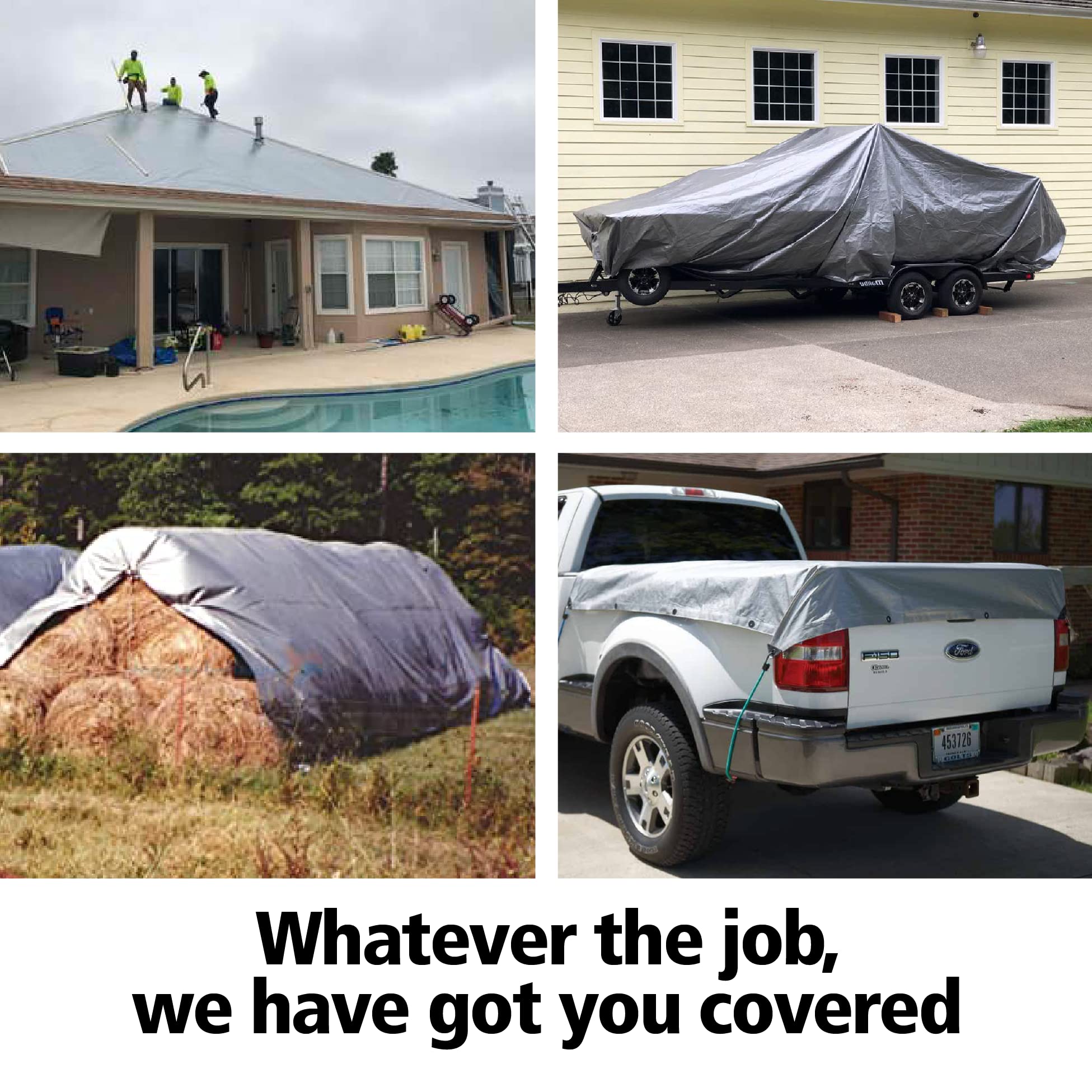 6x8 Heavy Duty Tarp, 10 Mil Thick, Waterproof, High Durability, Tear & Fade Resistant, UV Treated, Grommets Every 18 Inches (6' x '8' Feet)