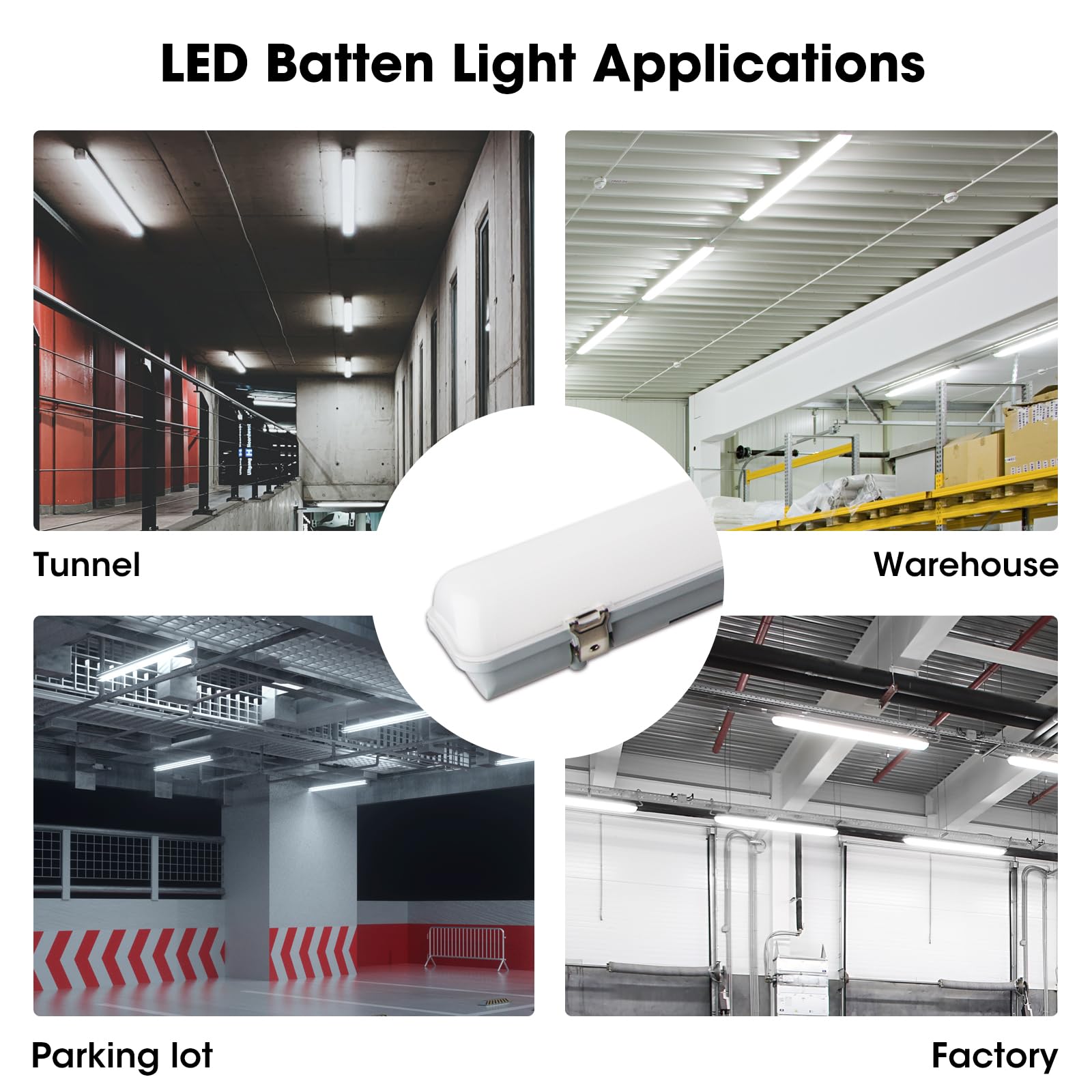 JUERLEN 4FT LED Vapor Tight Light,40W Waterproof Fixture,4400lm,5000K,Commercial Waterproof Shop Light for Car Wash, Walk in Freezer, High Efficiency,Walk in Freezer,IP66, 2 Pack