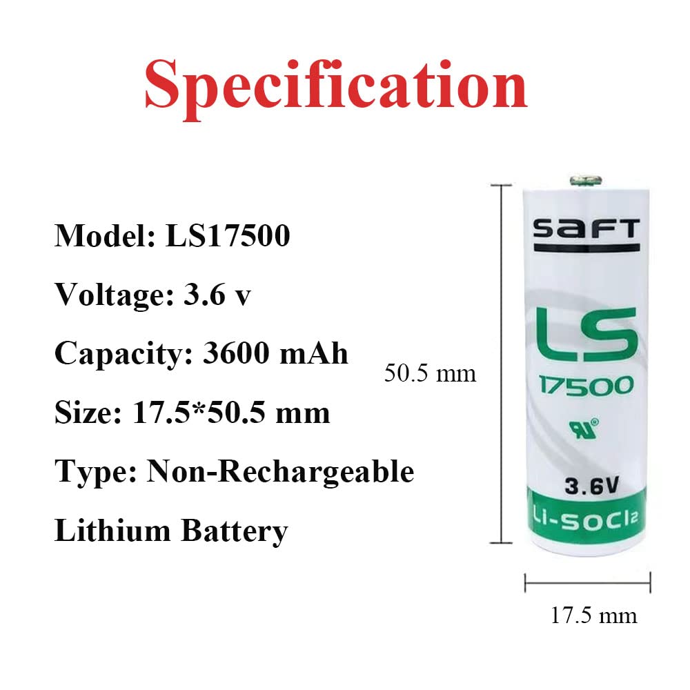 4pcs LS17500 3.6v Battery Replacement for SAFT LS 17500 3600mAh Lithium Battery for Fleet Monitoring, Tracking Devices