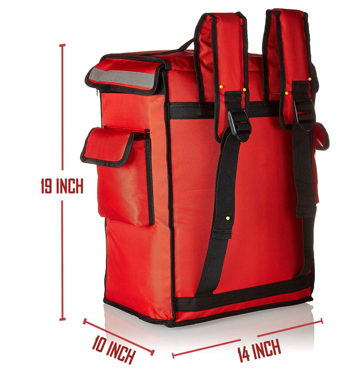 Food Delivery Backpack 14" L x 10" W x 19" H, Delivery Bag, Thermal Backpack,Heat Insulated Backpack, 2-Way Zipper (Red)