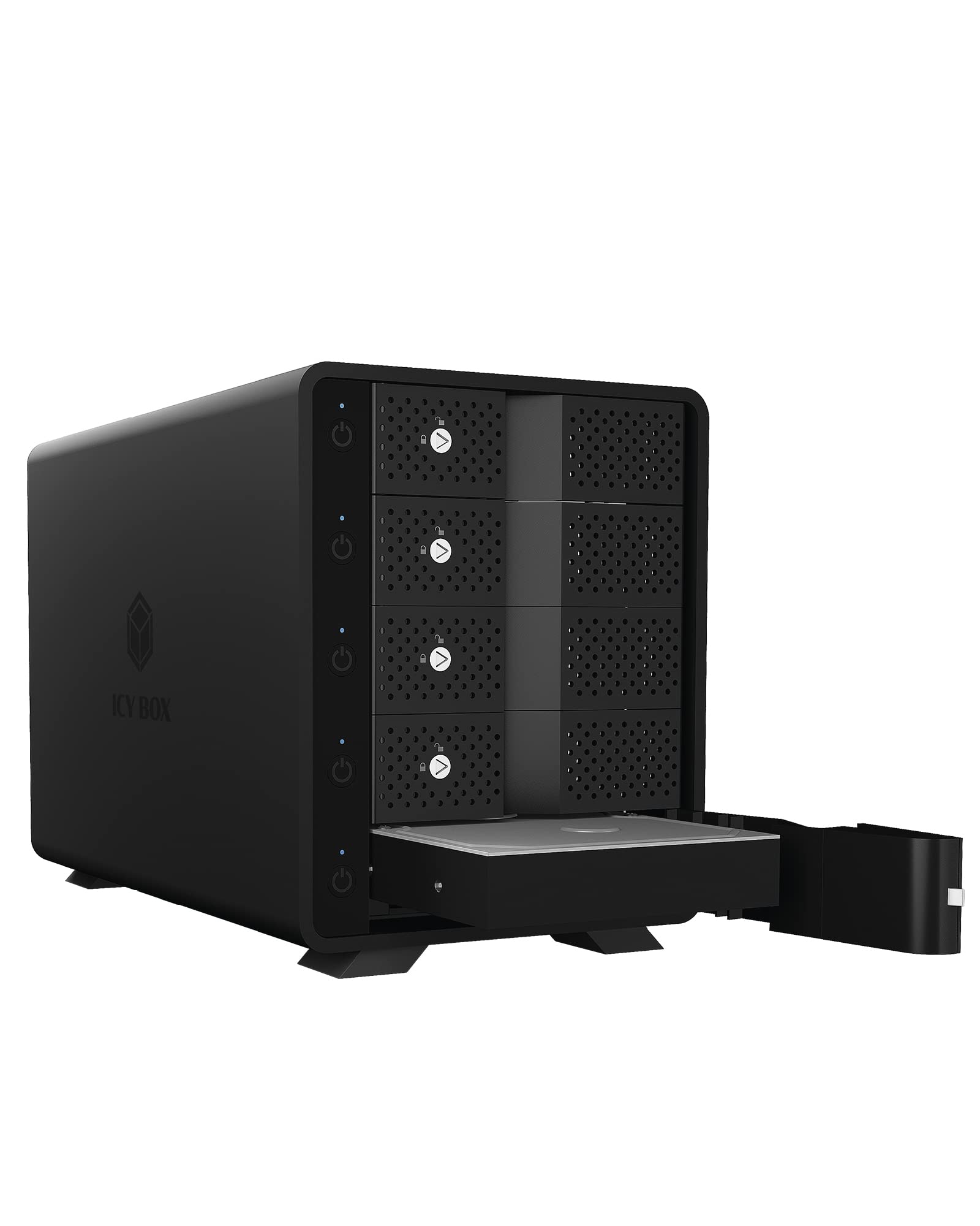 ICY BOX 5 Way Hard Drive Enclosure for 3.5 Inch Hard Drives Single Switchable Strapless USB 3.1 Gen2 (USB-C, USB-A) Fan Aluminium Black