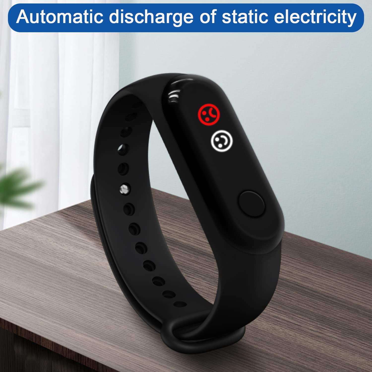 Anti-Static Wristbands, Anti-Static Cordless Wristbands Automatic Static Removal Bracelets Human Body in Winter Adjustable Smiley Face Display Function Sports Anti-Static Static Silicone Wristbands