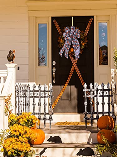 RECUTMS Fall Wreath Bow Halloween Thanksgiving Wreath Bows Holiday Bows for Wreaths Orange Burlap Bow Home Garden Decoration