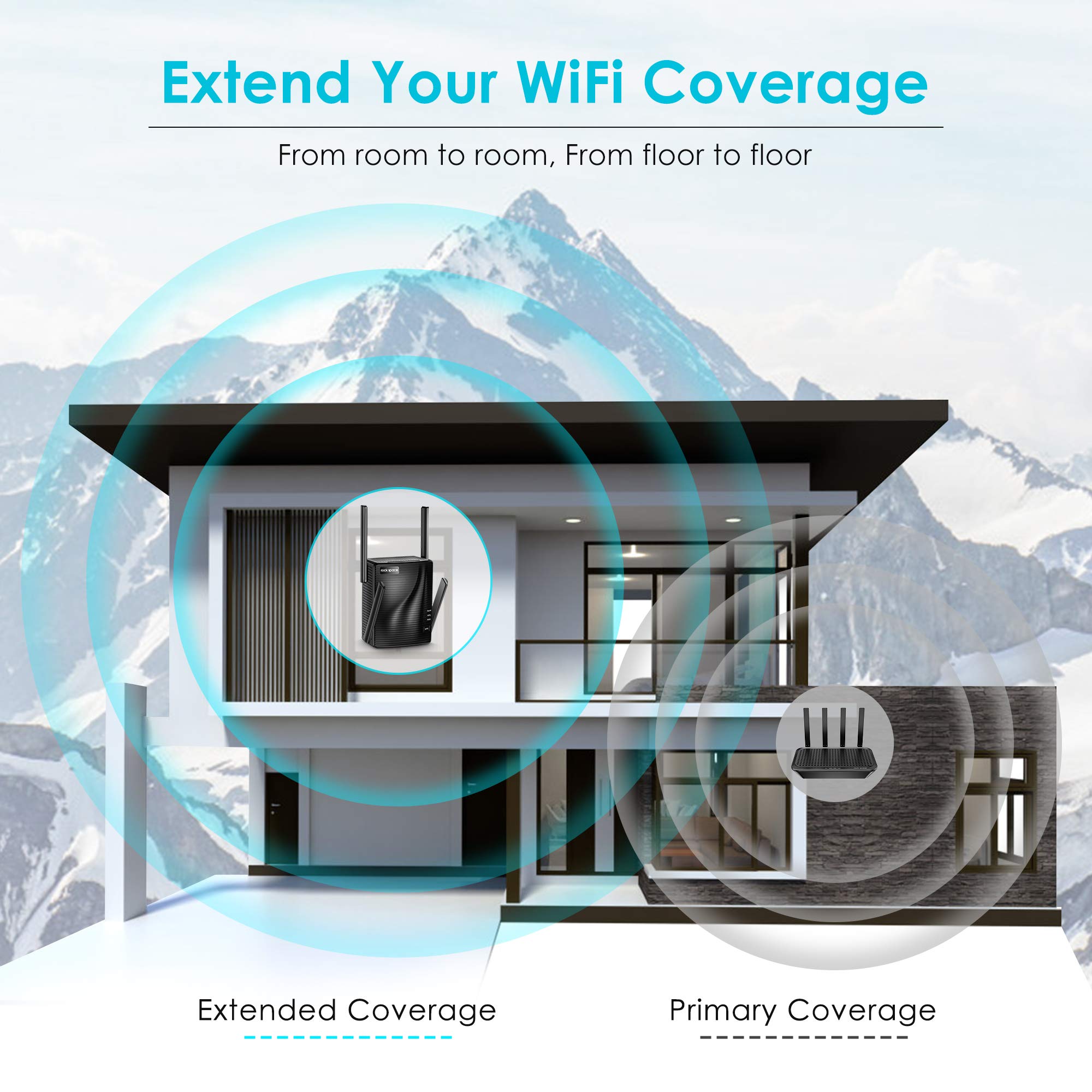 WiFi Extender - WiFi Booster,2100 Mbps,WiFi Range Extender,WiFi Repeater,Wireless Extender for Home,5G&2.4G Dual Band,Gigabit Port&WPS Button,360 Degree Full Coverage