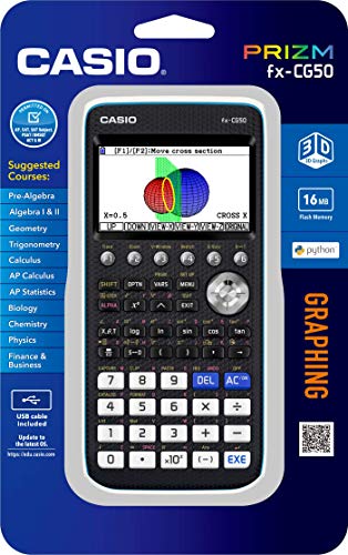 CASIO PRIZM FX-CG50 Color Graphing Calculator,Black & White,7.21" Wx10.32 Lx2.05 H & fx-9750GIII, Standard Graphing Calculator, Python and Natural Text Book Display, Black