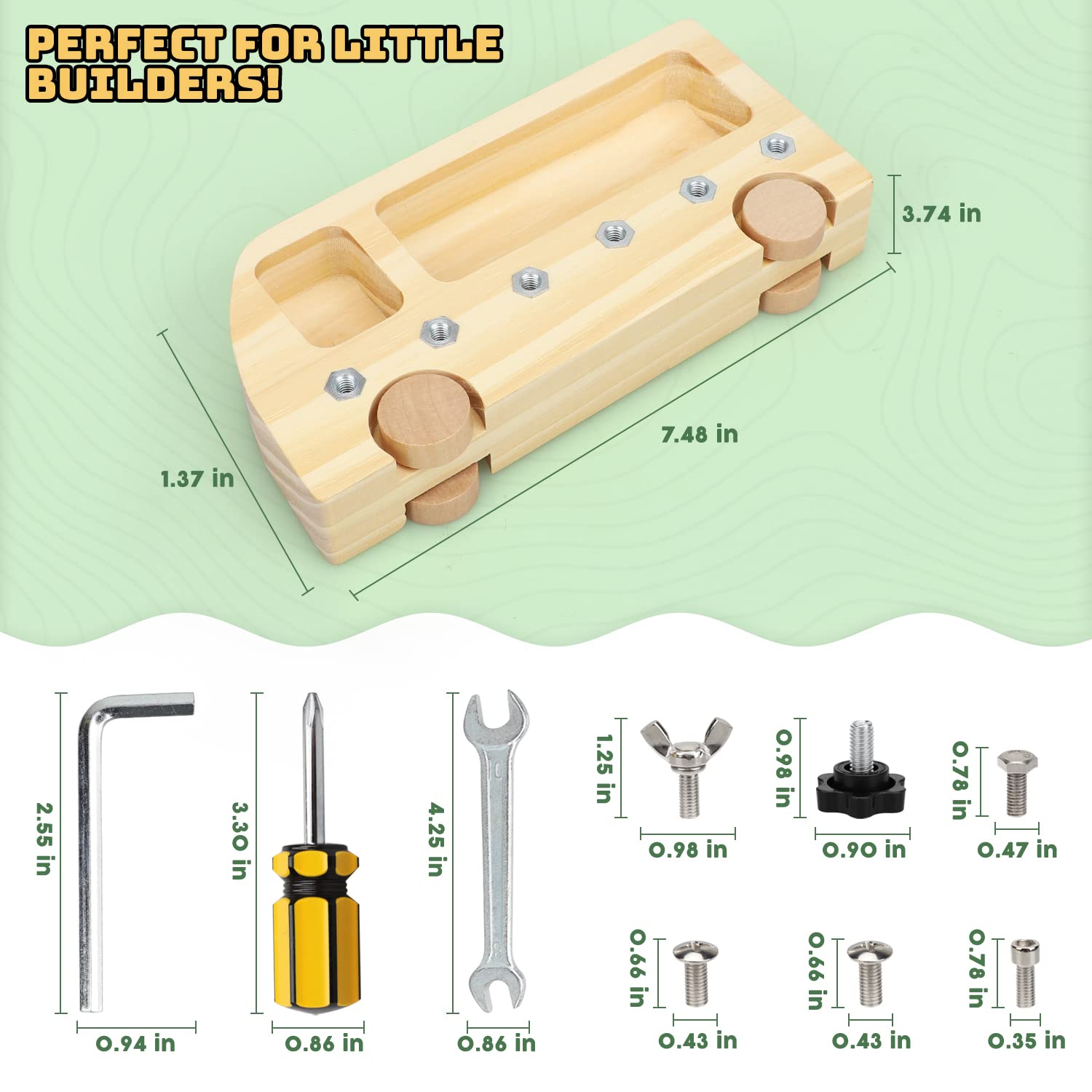TOY Life Wooden Montessori Screwdriver Board Set for 3 4 5 Toddler & Kid, Preschool Learning Sensory Busy Bus Toys