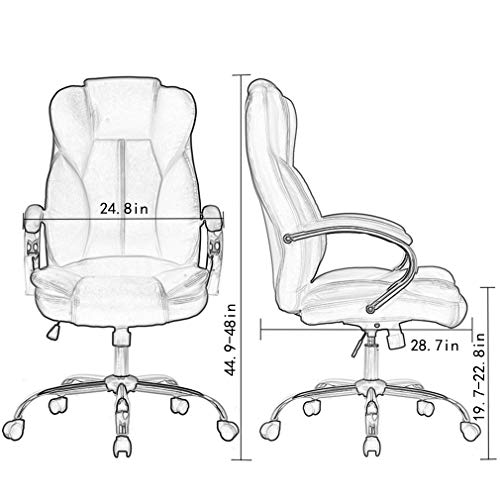 Ergonomic Office Chair Cheap Desk Chair PU Leather Computer Chair Executive Adjustable High Back PU Leather Task Rolling Swivel Chair with Lumbar Support for Women Men, White