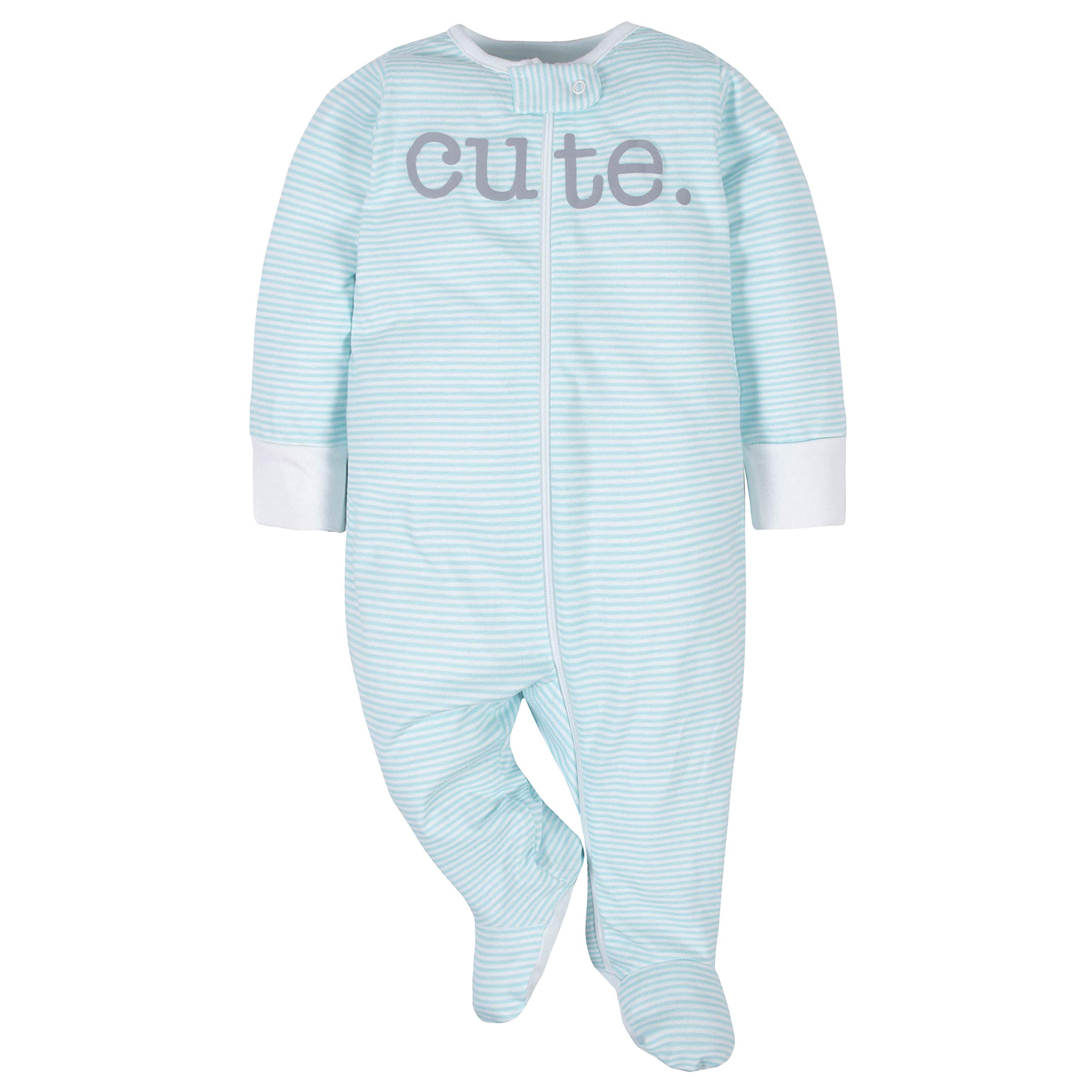 Gerber Unisex Baby 4 Pack Sleep 'N Play Footie Words Grey Newborn