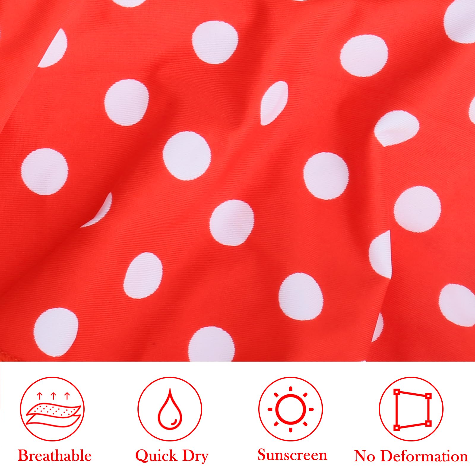 Kid Toddler Baby Girls Bathing Suit Bow Dot One Piece Swimsuit Swimwear, Red Black, Large