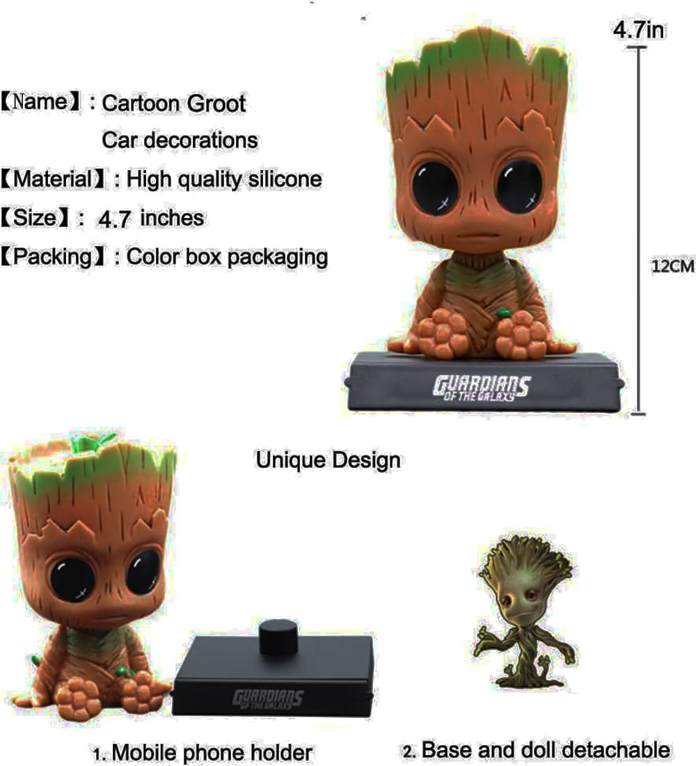 Car Dashboard Bobblehead Doll Cute Car Accessories, Supper Hero Anime Gobble Heads for Dashboards, Anime Hero Bobblehead Mobile Phone Holder Car Decorations