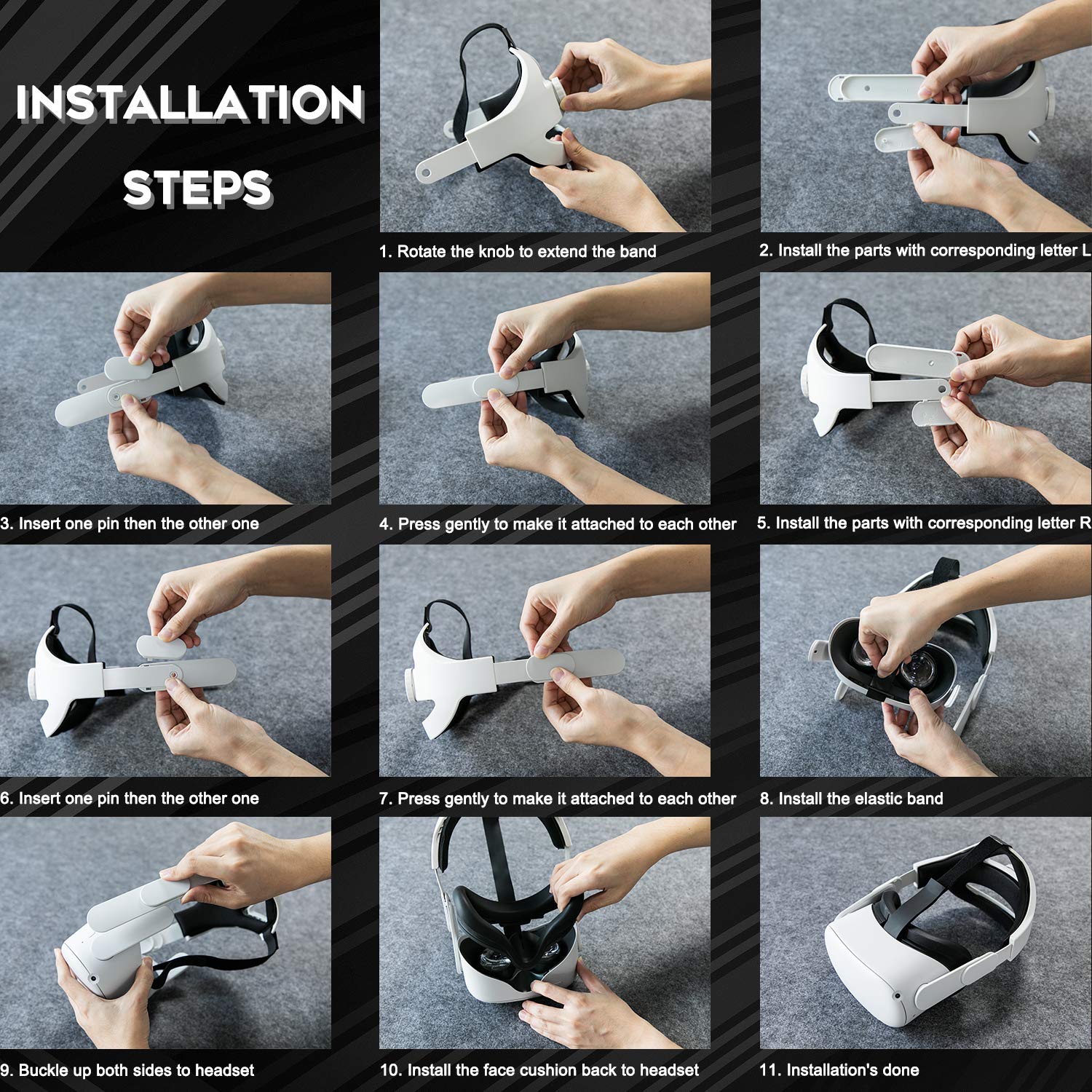 Ermorgen VR Head Strap Compatiable for Quest 2, Replacement for Elite Strap Adjustable Clockwork Knob Design Non-Slip Head Strap with a Head Cushion, Virtual Reality Headset Accessories