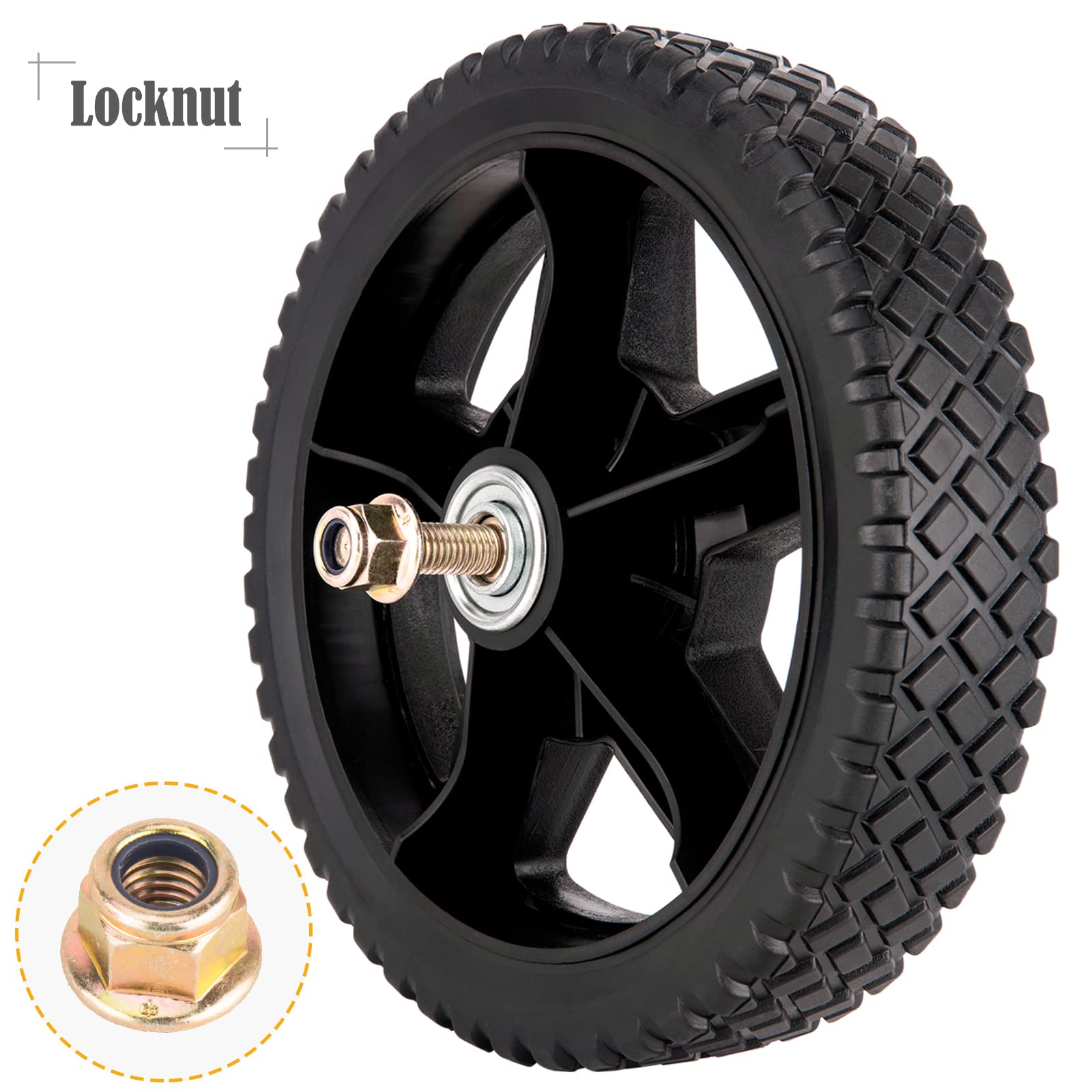 7 Inch Lawn Mower Wheels (2-pack) Fits Most Standard push Lawn Mowers, Inner and outer bearing structure - Includes Bolts, Nuts (Also available in 6~14-inch wheels)