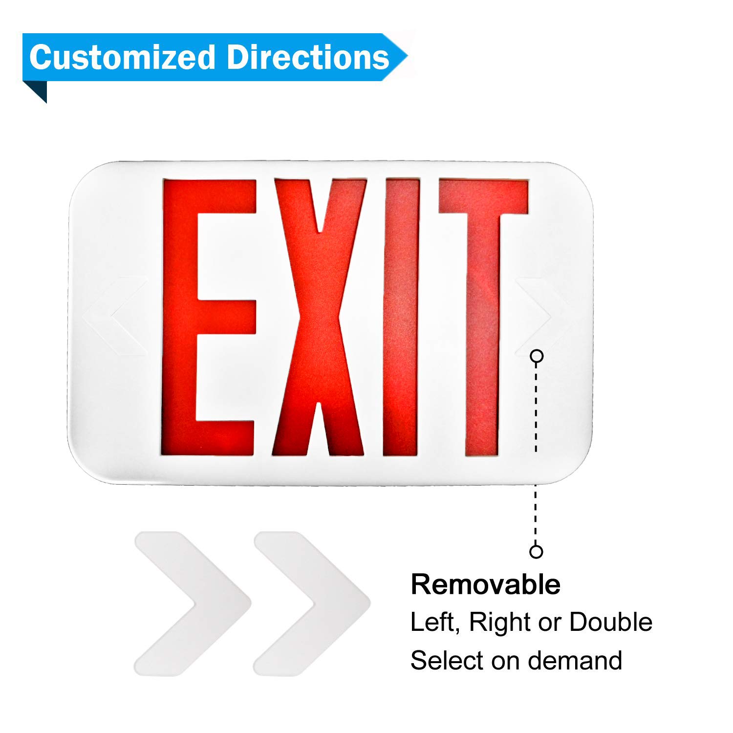 SPECTSUN 4 PACK Red LED Emergency Exit Signs & Battery Backup-UL Certification Hardwired Combo Exit Sign, 120V/277V Exit Sign with Arrow, Business Exit lighting Sign, lobby/Building/Room