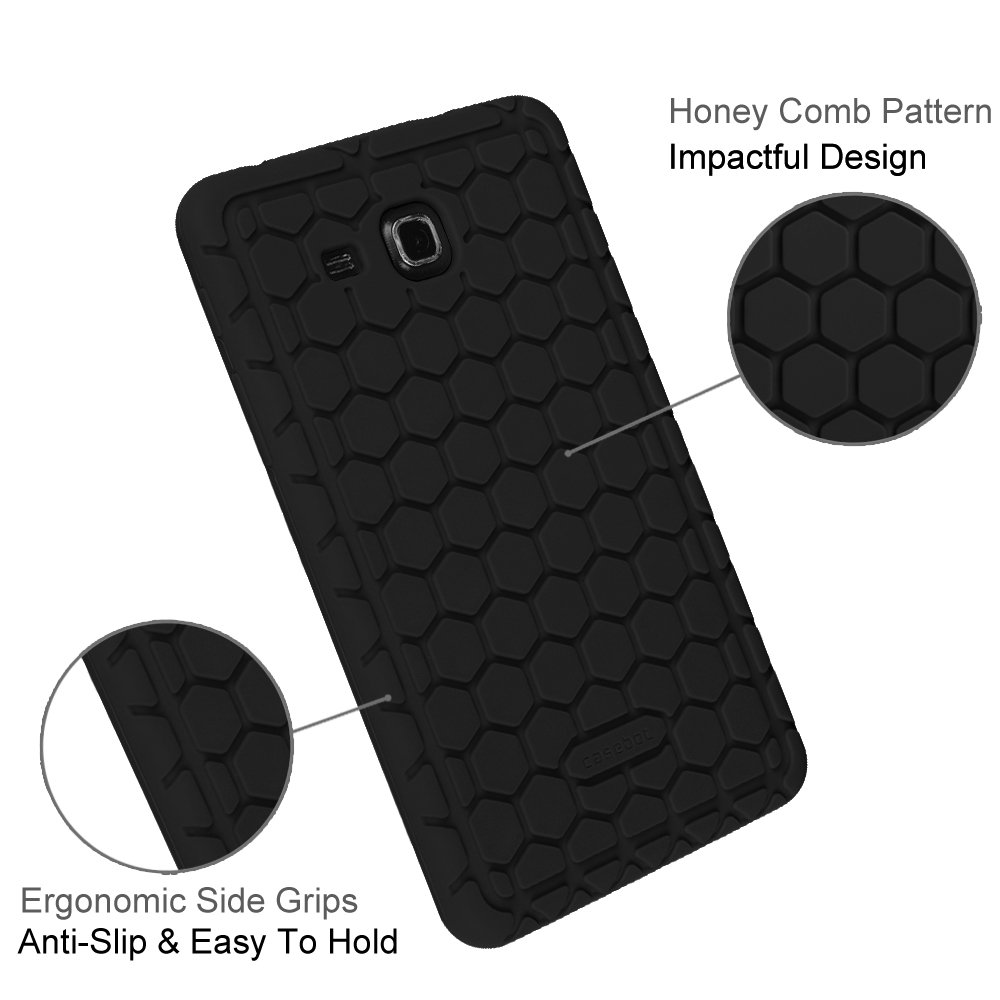 Fintie Silicone Case for Samsung Galaxy Tab A 7.0, [Honey Comb Series] Light Weight [Anti Slip] Shock Proof Cover [Kids Friendly] for Galaxy Tab A 7-inch Tablet 2016 Release (SM-T280/SM-T285), Black