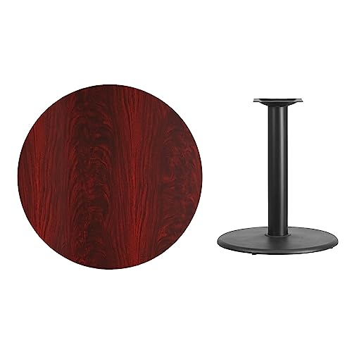Flash Furniture Graniss 36'' Round Mahogany Laminate Table Top with 24'' Round Table Height Base