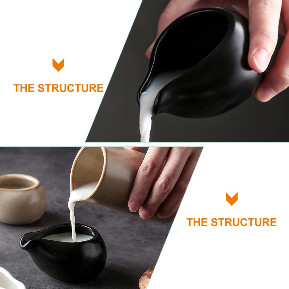 Angoily Mini Creamer Pitcher Mini Creamer Pitcher Sauce Pitcher Gravy Boat Small Milk Kettle With Dripless Lip Spout For Gravy, Warming Sauces, Salad Dressings, Milk