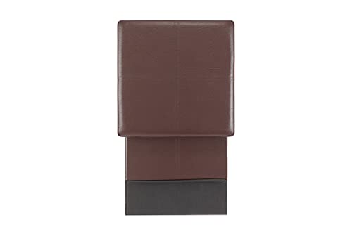 Fresh Home Elements FHE 12” Folding Storage Ottoman Cube, 12 x 12 x 12, Brown Vegan Faux Leather, Easy Transformation for Extra Storage, Seating, and Foot Rest, Family, Guests, Decluttering