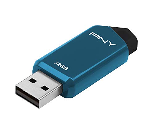 PNY Retract USB 2.0 Flash Drive, 32GB, Gray, Blue, or Red - Color May Vary (P-FD32GRTCG-GE) grey