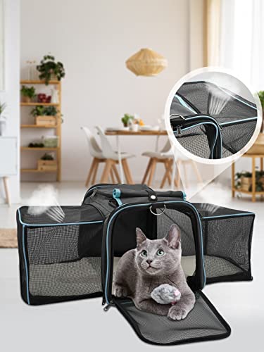 Cat Carrier, WHDPETS Large Pet Carrier with Wheels, Expandable Soft-Sided Cat Collapsible Carrier with 2 Large Extensions for Cats, Puppy and Small Animals