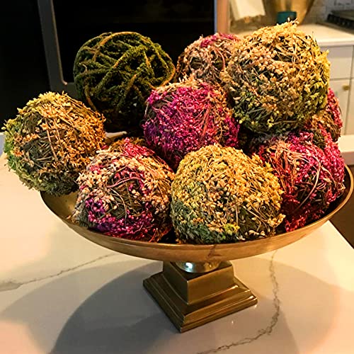 BYHER Natural Preserved Moss Hanging Ball Vase Bowl Filler for Garden, Wedding, Party Decoration (3.5"(6 Pack), Green)