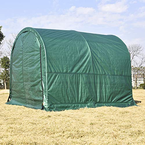 Bestmart Heavy Duty Carport with Zipper Portable Garage Outdoor Storage Shed Canopy Green,10x10ft