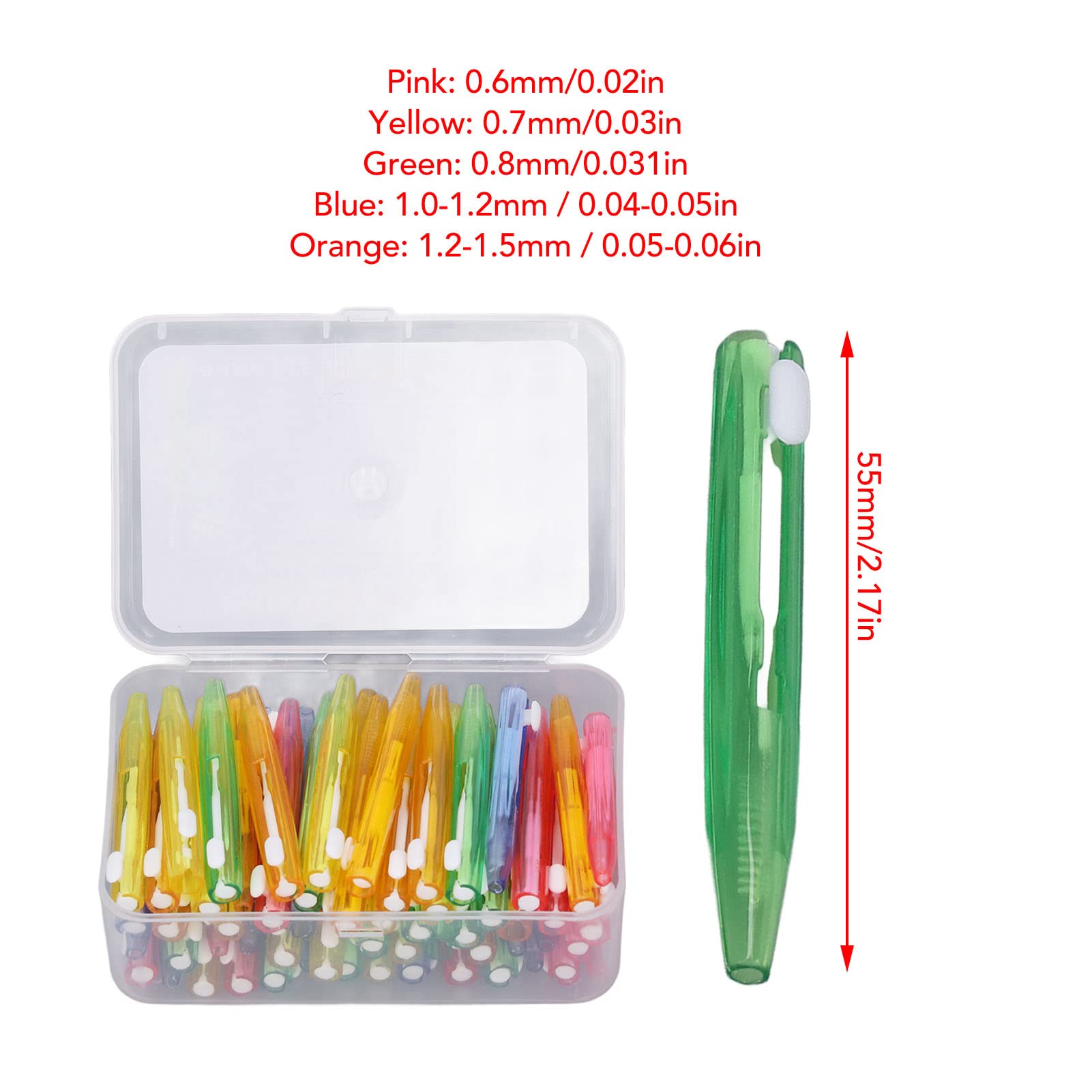 60Pcs Interdental Brush Floss,Interdental Cleaning Brush with PP Handle for Adults Children Oral Care