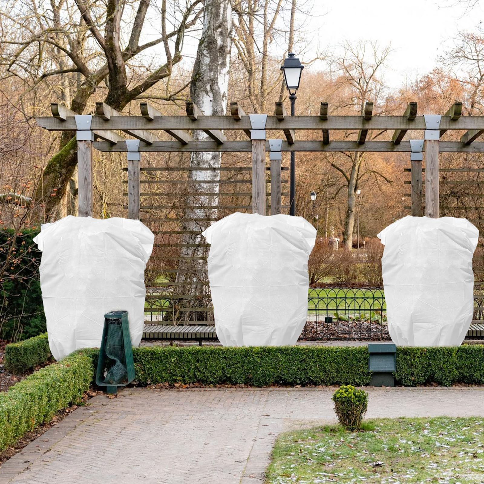 6 Pack Plant Covers Frost Protection Bag Winter Drawstring Plant Covers Winter Reusable Plants Jacket for Fruit Tree Shrub Potted Plants (24" x 31.5")
