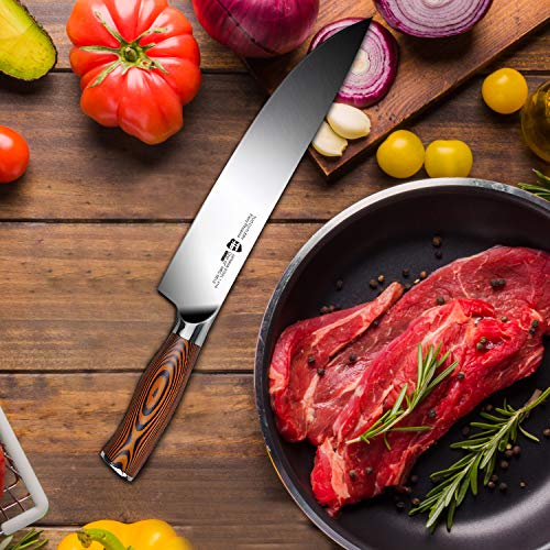 TUO Chef Knife, Pro 10 inch Chefs Knife, German High Carbon Stainless Steel Anti-rust Kitchen Knives, Ergonomic Handle Fiery Phoenix Series Cutlery