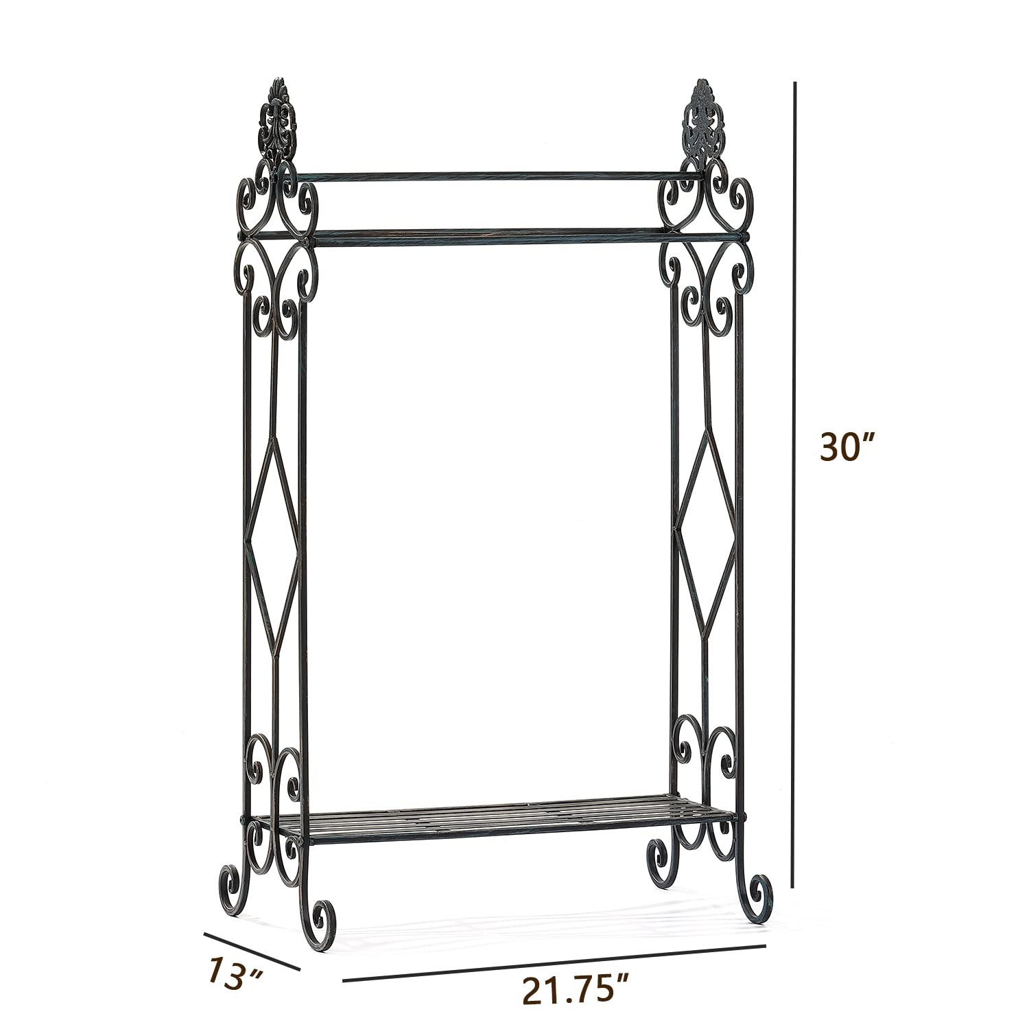 Standing Towel Rack for Bathroom,3-Tier Floor Freestanding Towel Racks with Storage Shelf,Antique Towel Holder Stand-21.75”×13”×38”