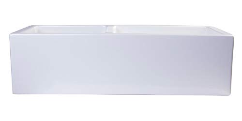 ALFI brand AB3618DB-W Smooth Thick Wall Fireclay Double Bowl Farm Sink, 36", White