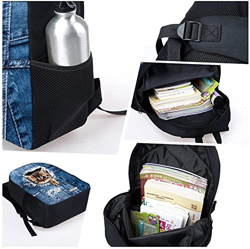 Babrukda Elephant Cute Print School Book Bag Set, Backpack Set of 3, Bookbag with Portable Lunchbox Zipper School Pencil Cases, Childrens Backpacks for School Daily Travel