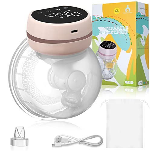 Breast Pump Electric,Wearable Breast Pump,Portable Breast Pump with 3 Modes 9 Levels,Memory Function Rechargeable Single Milk Extractor with Massage Mode-24mm Flangeā¦