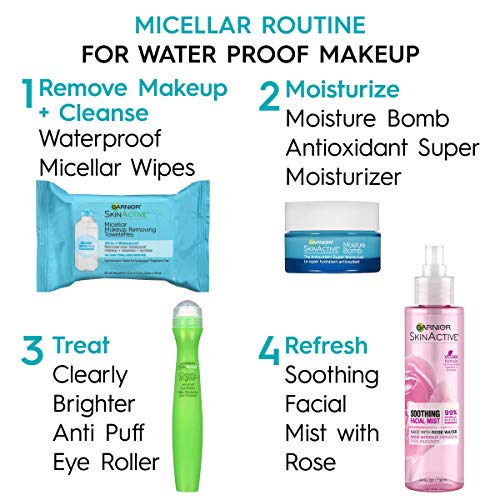 Garnier Micellar Facial Cleanser & Makeup Remover Wipes for Waterproof Makeup (25 Wipes), 2 Count (Packaging May Vary)