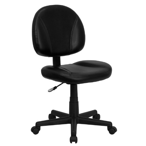 Flash Furniture Ronald Mid-Back Black LeatherSoft Swivel Ergonomic Task Office Chair with Back Depth Adjustment
