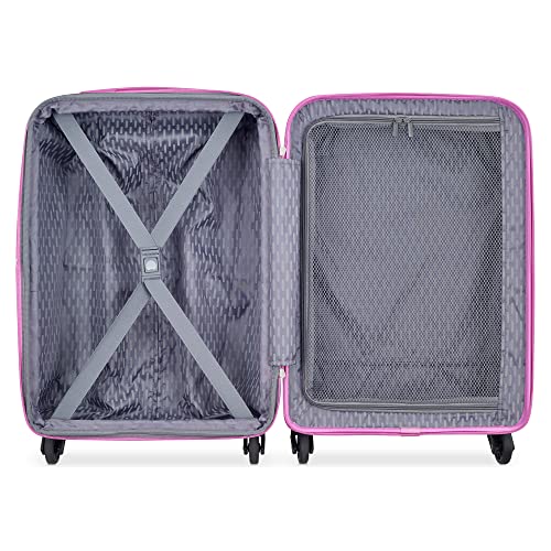 DELSEY Paris Christine Hardside Expandable Luggage with Spinner Wheels, White with Mauve Trim, Carry On 20 Inch