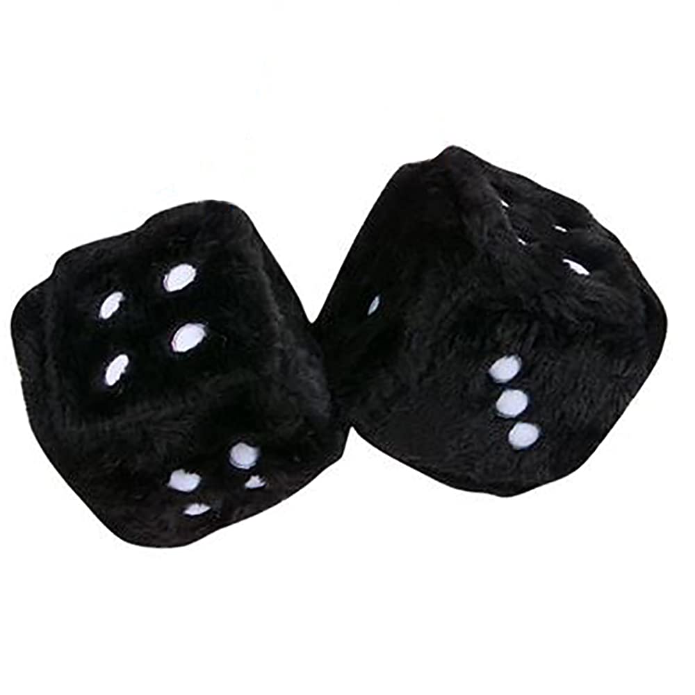 Fuzzy Plush Dice for Car Mirror, Pair 3” Inch Retro Square Decoration Dice for Car Hanging Accessories (White)