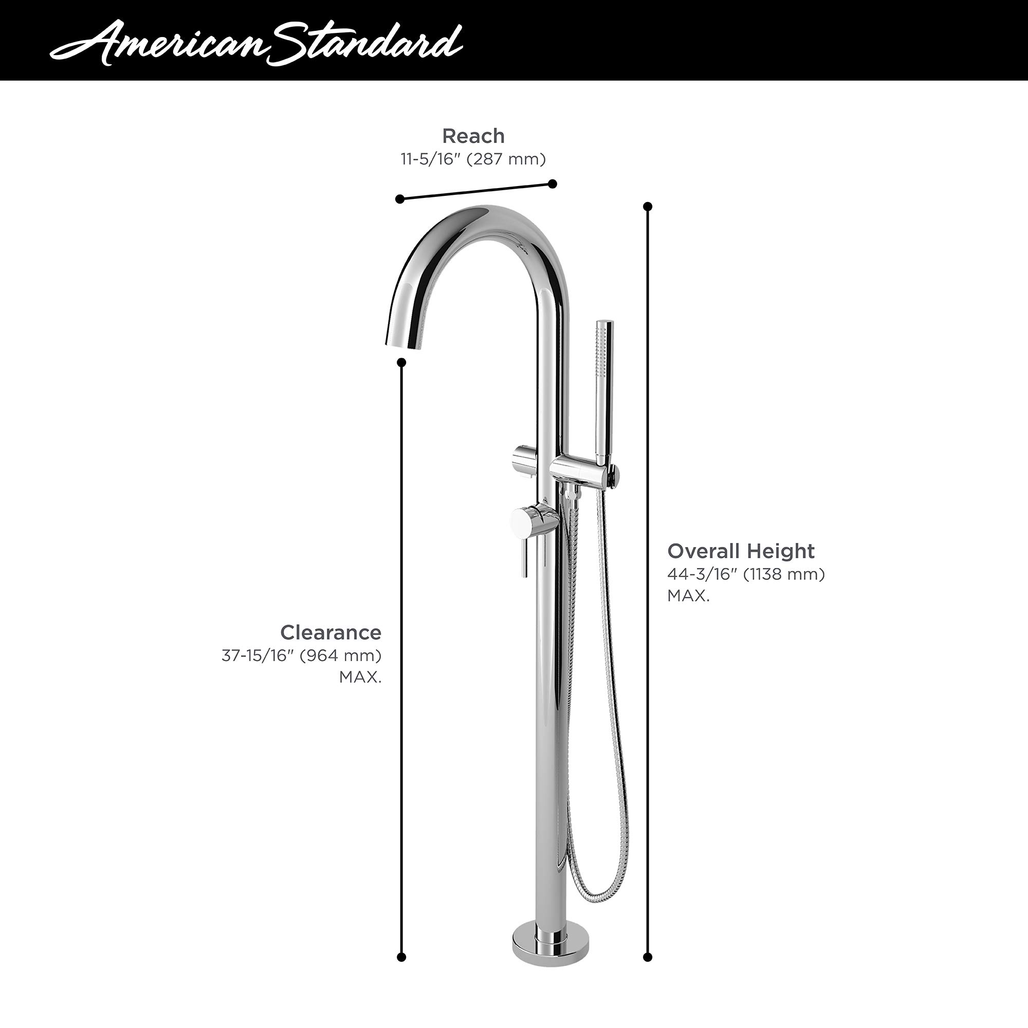 American Standard T064951.295 Contemporary Round Freestanding Tub Filler for Flash Rough-in Valve, Brushed Nickel