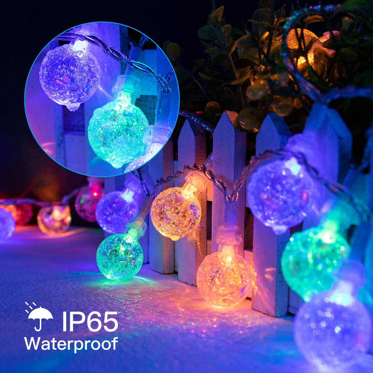esLife RGB Globe String Lights USB Charger Fairy Lights , 50 LED Lights with Remote Control, 8 Modes Garden Lights Waterproof Indoor Outdoor Lights for Holiday, Party, Home Decoration