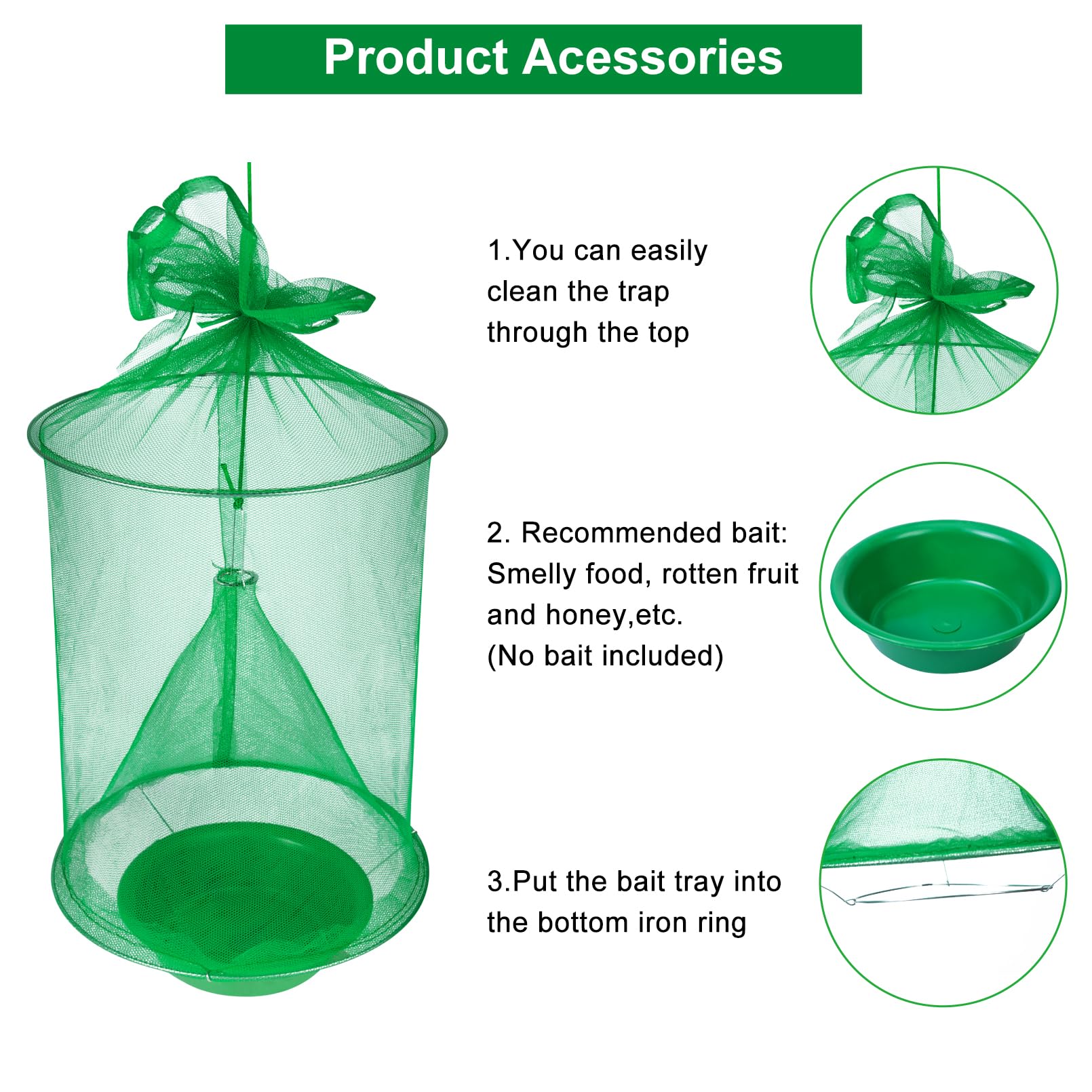 6 Pack Ranch Fly Trap, Reusable Hanging Fly Traps Outdoor, Farm/Stable Fly Killer, Effective Fly Catcher Trap for Horse, Fly Hunter