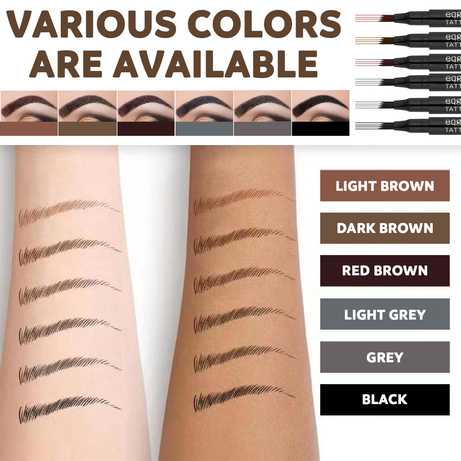 6 Pack Roterale Eyebrow Pen - Microblading Eyebrow Pen - Eyebrow Pencil with Micro-Fork Tip - Long Lasting, Waterproof, Natural Looking and Stays on All Day