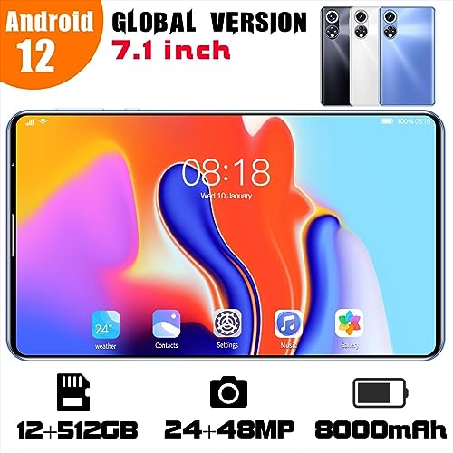 7.1'' Tablet Android 10 Phone Tablet 5G Dual SIM Slot - IPS Touchscreen, 2.4MP+4.8MP Rear Camera WiFi GPS Bluetooth4.2,Support 3G(Most 512GB Expand) Phone Call