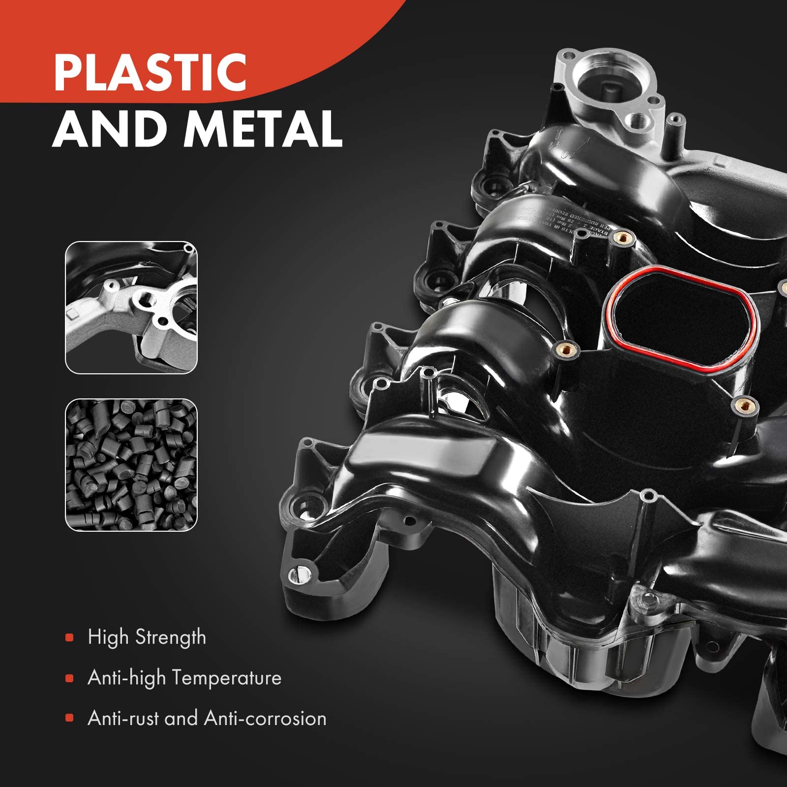 A-Premium Engine Intake Manifold Assembly with Thermostat & Gasket [SOHC, 8Cyl 4.6L] Compatible with Ford Explorer 2002-2005 & Mercury Mountaineer 2002-2005